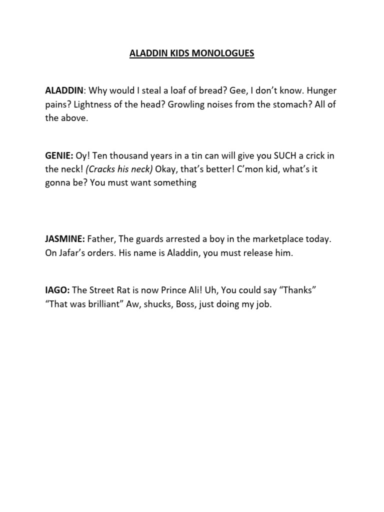 Aladdin+Monologue 3 | PDF