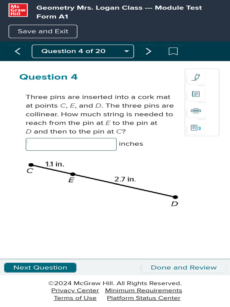 Question 4 - Geometry Mrs. Logan Class - Module Test Form A1 | PDF