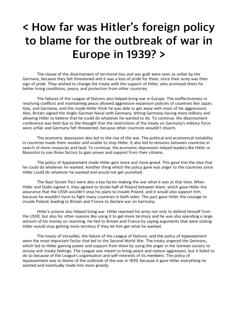 History Cause of WW2 Summary | PDF
