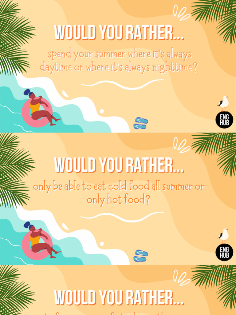 Summer "Would You Rather" Questions | PDF