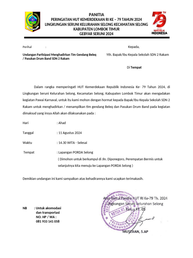 Surat Undangan Agustusan | PDF