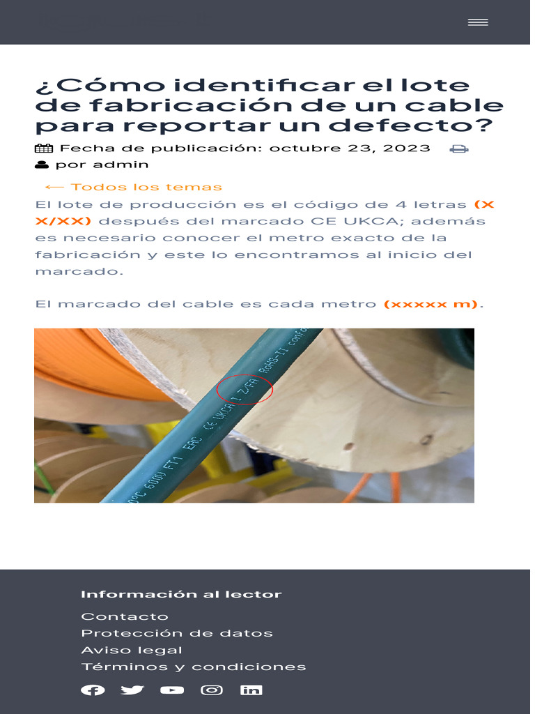 ¿Cómo Identificar El Lote de Fabricación de Un Cable para Reportar Un ...