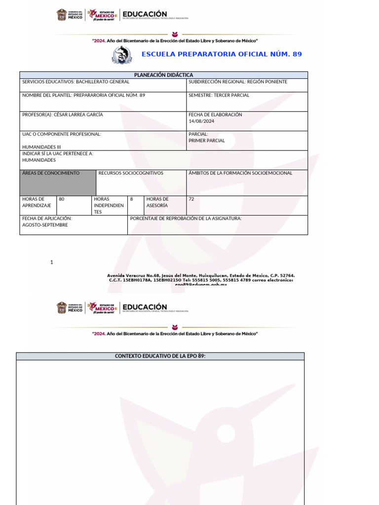 Planeación Didáctica Humanidades III | PDF | Evaluación | Enseñando