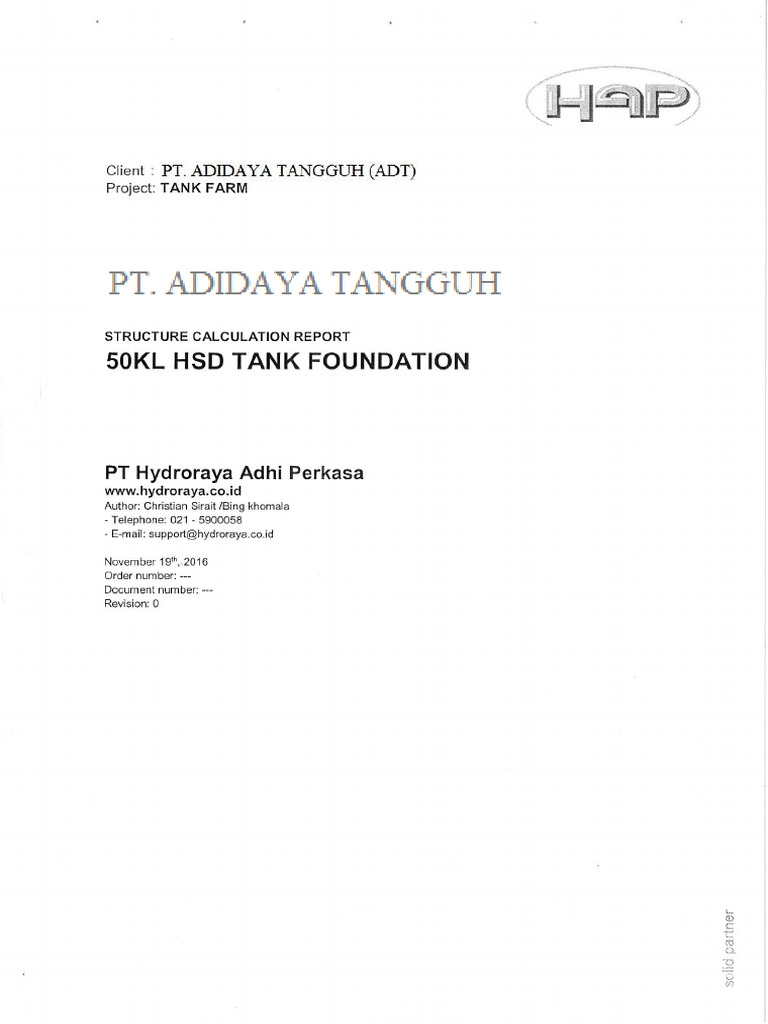 Perhitungan Pondasi Tanki Timbun LFO | PDF