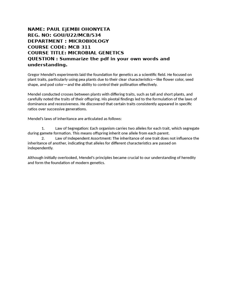 Genetics Assignment | PDF