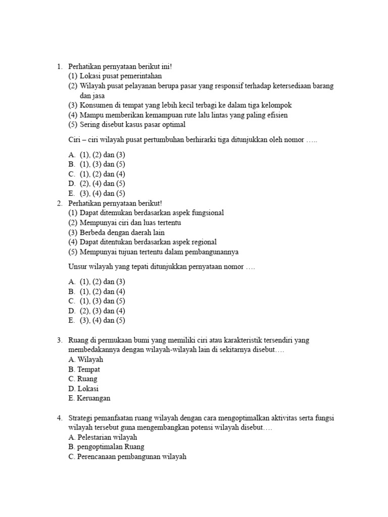 Latihan Uh Geografi | PDF