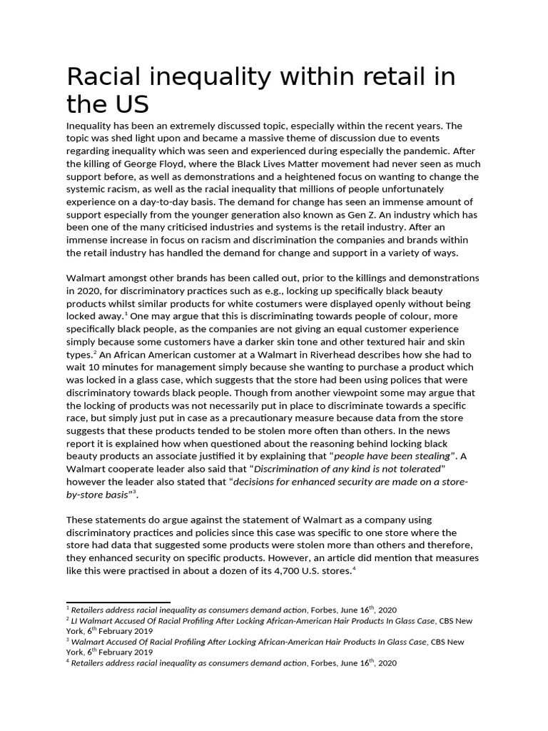 Racial Inequality Within Retail in The US | PDF | Discrimination ...