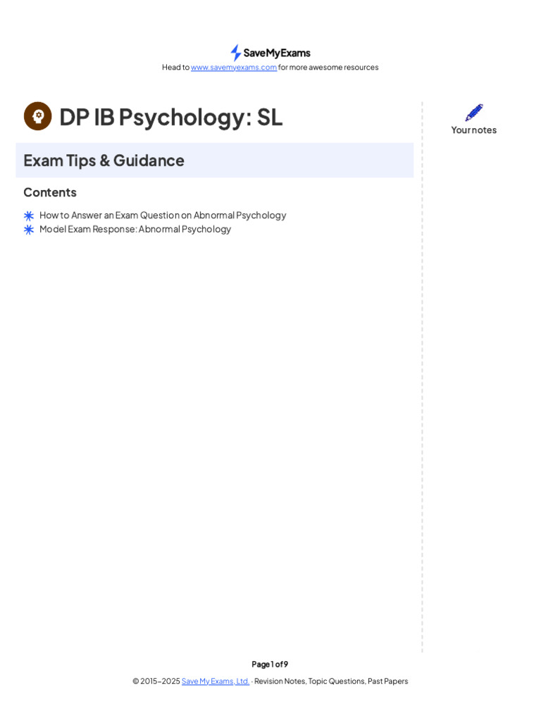 Abnormal Psych Exam Tips | PDF | Behaviorism | Phobia