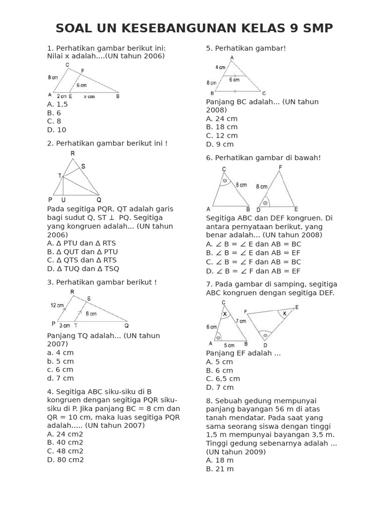 soal latihan kesebangunan | PDF