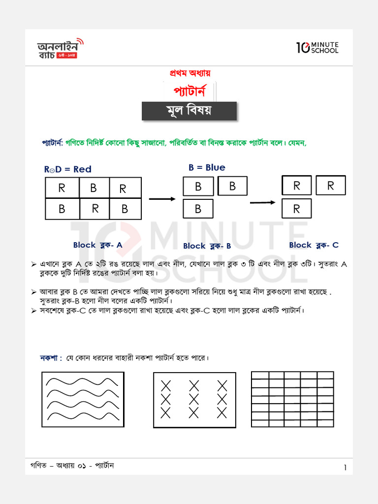Class 8 - Math - Chapter 1 Pattern-Lecture-Sheet (1) F-1 | PDF
