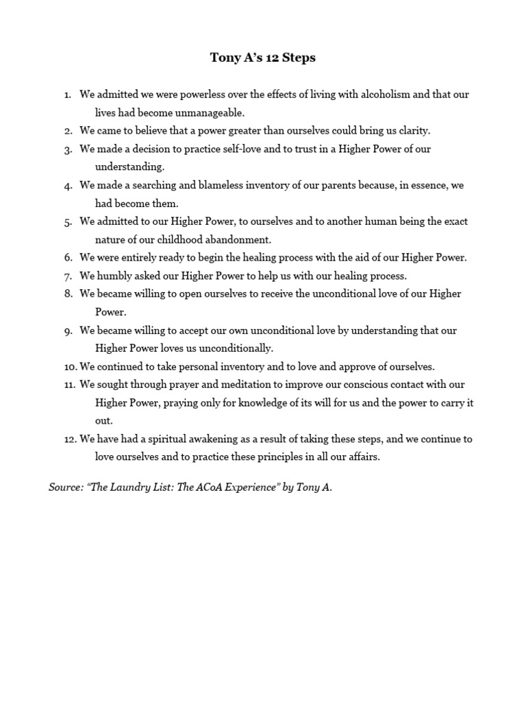 Tony A 12 Steps | PDF
