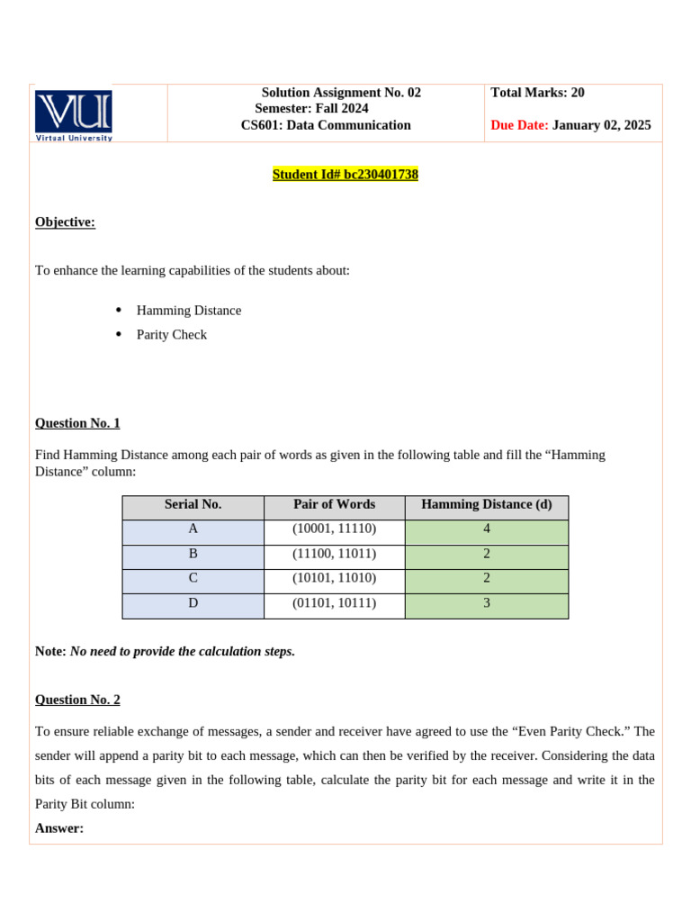 Soultion Assignment 02_Fall 2024_CS601_2 (1) | PDF | Computer Engineering | Telecommunications