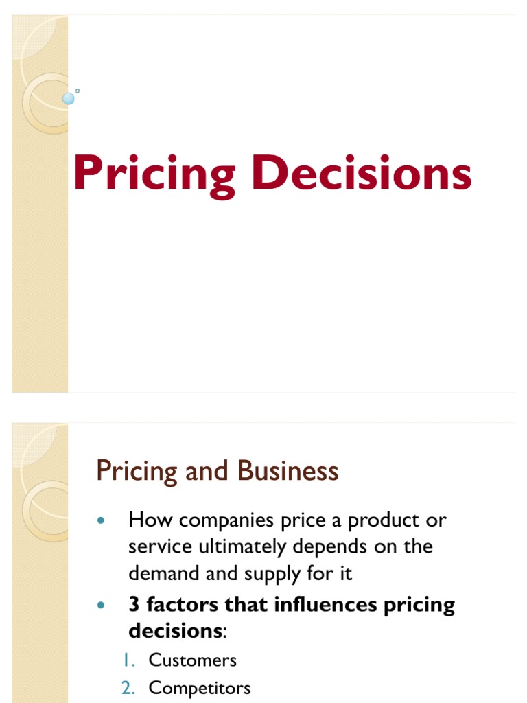 Pricing Decision Report | PDF | Demand | Prices