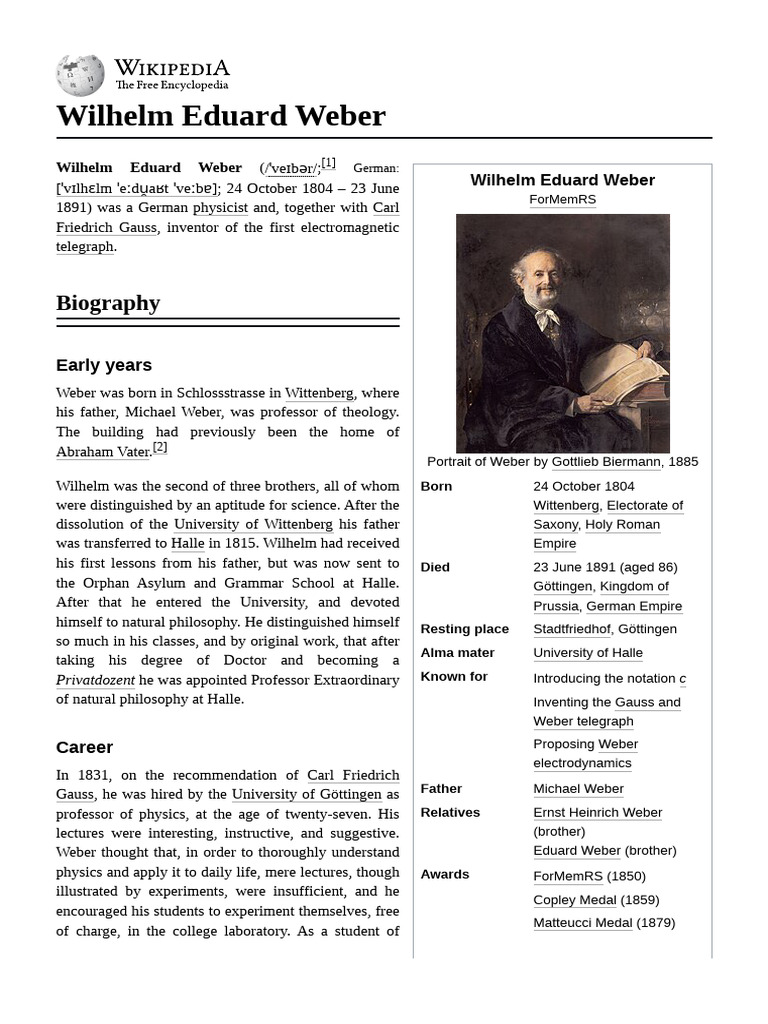 Wilhelm_Eduard_Weber | PDF | Physics | Electromagnetism