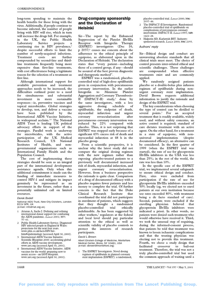 Drug Company Sponsorship and The Declaration of He - 15 | PDF ...