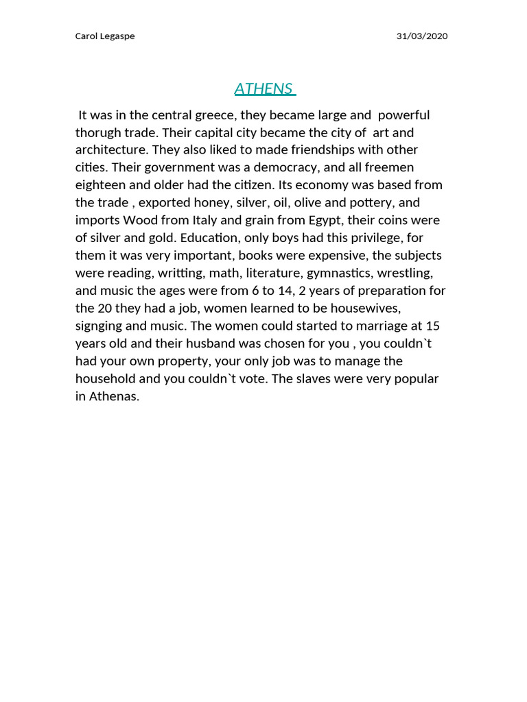 Athens and Sparta | PDF