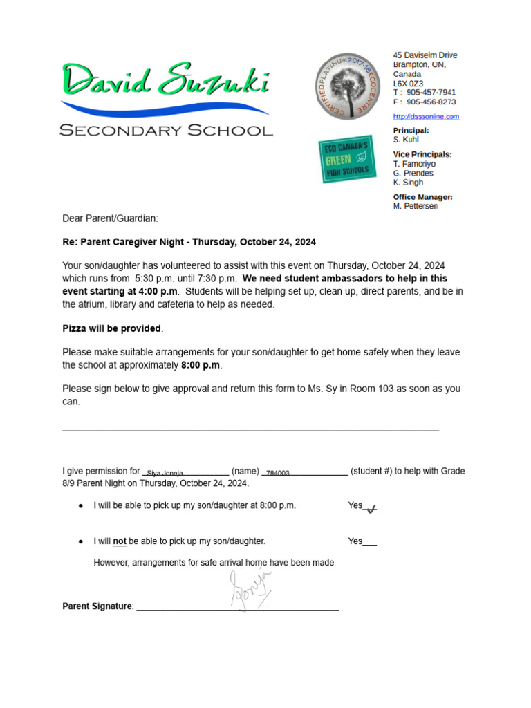 Ambassadors Parent Teacher | PDF