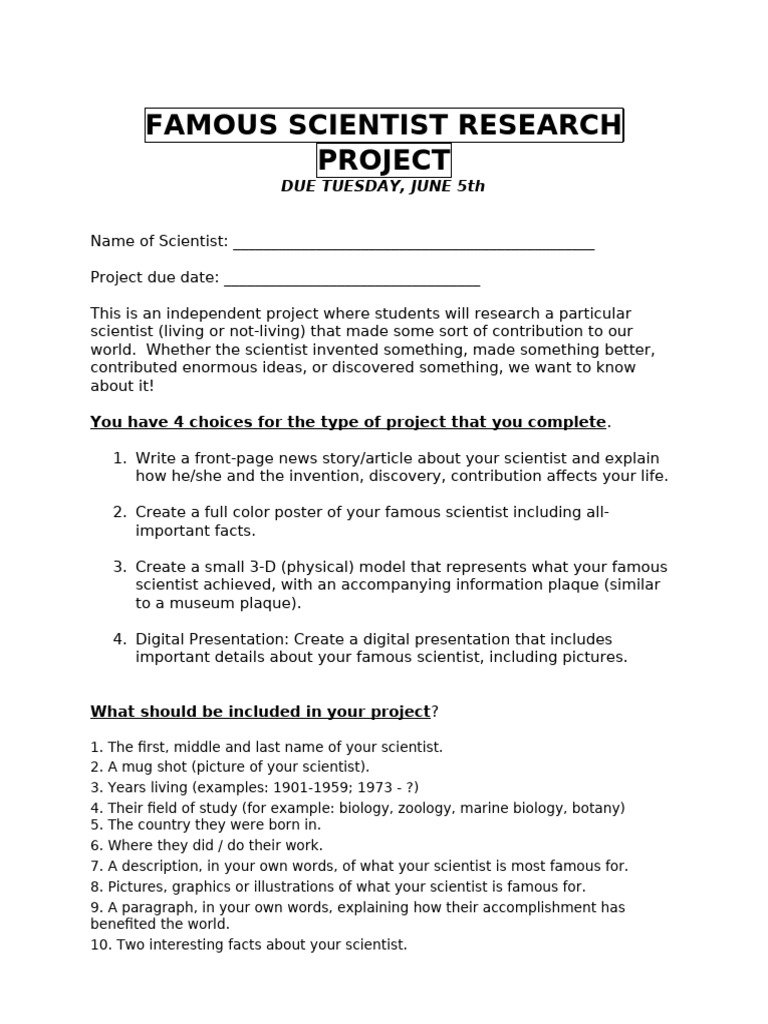 7th Famous Scientist Research Project | PDF | Scientist | Science