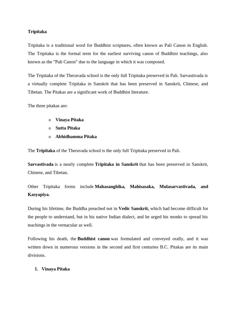 Overview of the Tripitaka in Buddhism | PDF | Bhikkhu | Eastern Philosophy