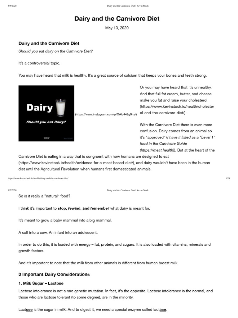 Dairy and the Carnivore Diet Kevin Stock | PDF | Milk | Dairy