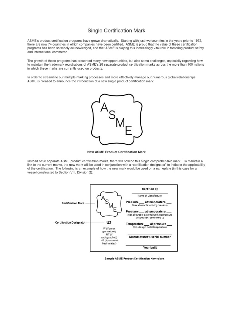 ASME Single Certification Mark | PDF | Business