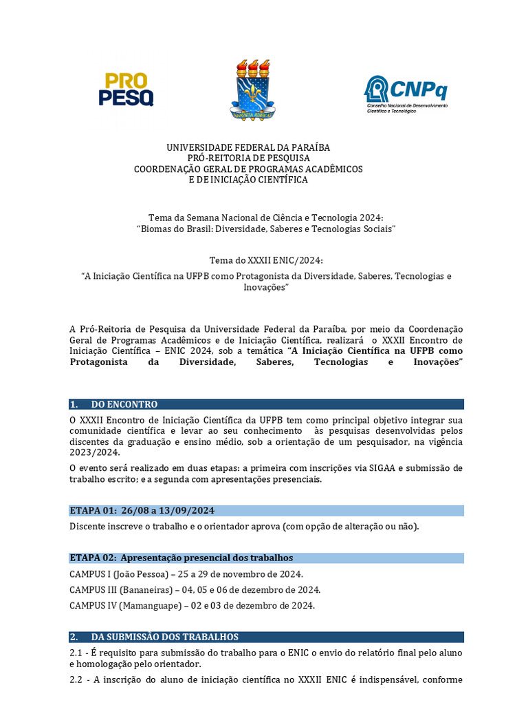 Normas Gerais - ENIC - 2024- | PDF | Abstract (resumo) | Science