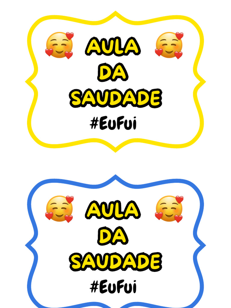 Plaquinhas para Aula da Saudade | PDF