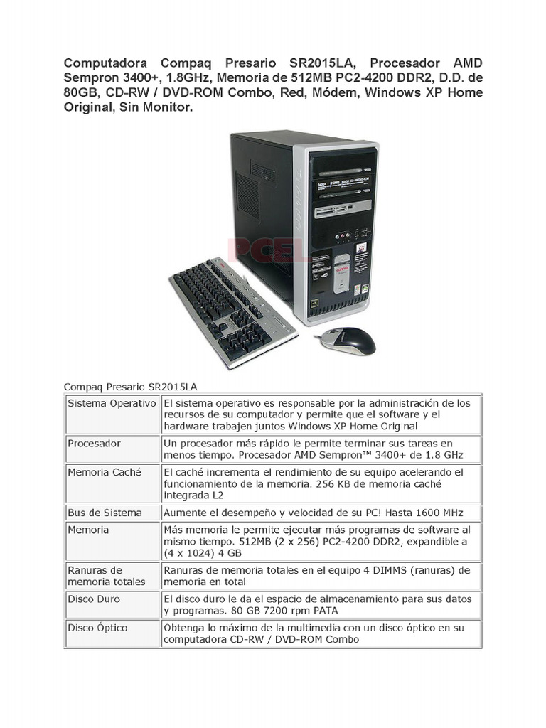 Computadora Compaq Presario SR2015LA | PDF
