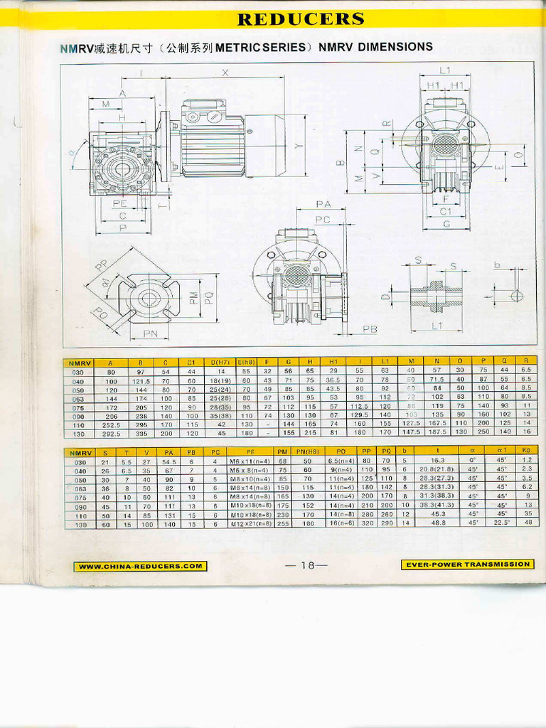 DIMENSIONES MOTORREDUTORES NMRV | PDF