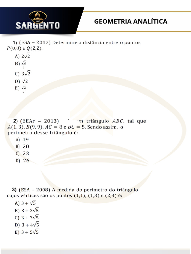 Geometria Analítica (Ponto e Reta) | PDF