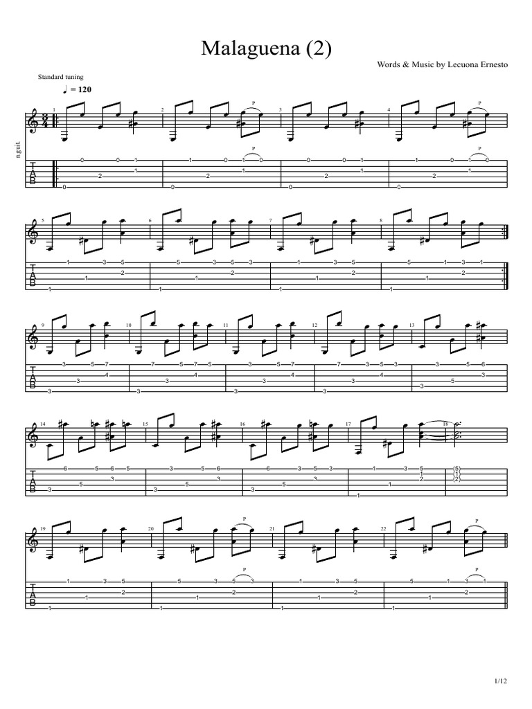 Malaguena by Ernesto Lecuona | PDF | Pop Songs | Popular Music
