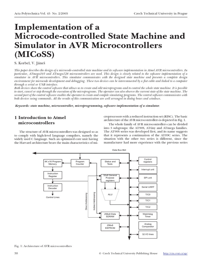 Implementation of A Microcode-Controlled State Machine and Simulator in AVR Microcontrollers ...