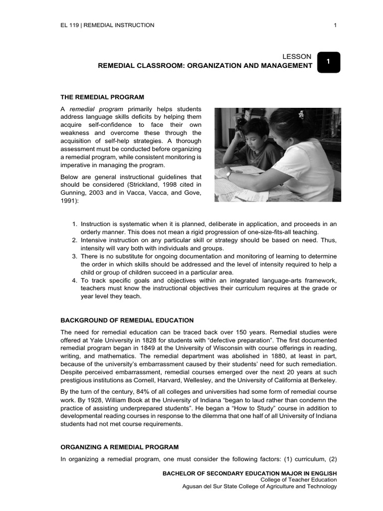 Remedial Classroom Management Guide | PDF | Educational Assessment ...