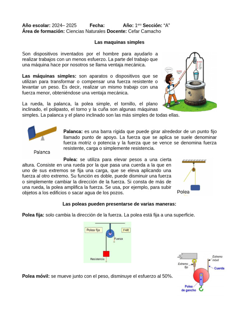 Introducción a las Máquinas Simples | PDF | Máquinas | Bienes ...