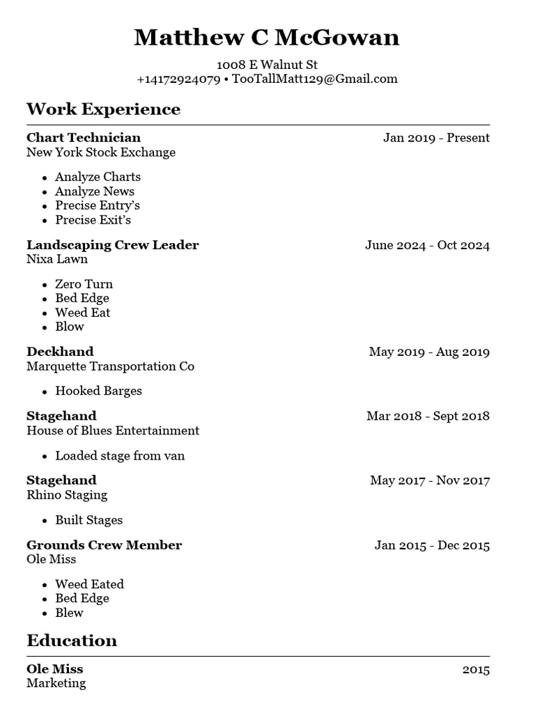 Resume Matthew C McGowan | PDF