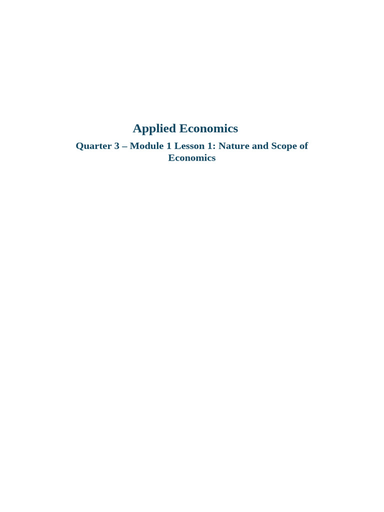 Nature and Scope of Applied Economics | PDF | Demand | Economic Equilibrium