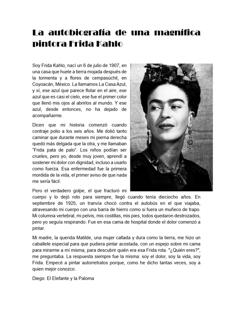 La Autobiografía de Una Magnífica Pintora Frida Kahlo | PDF
