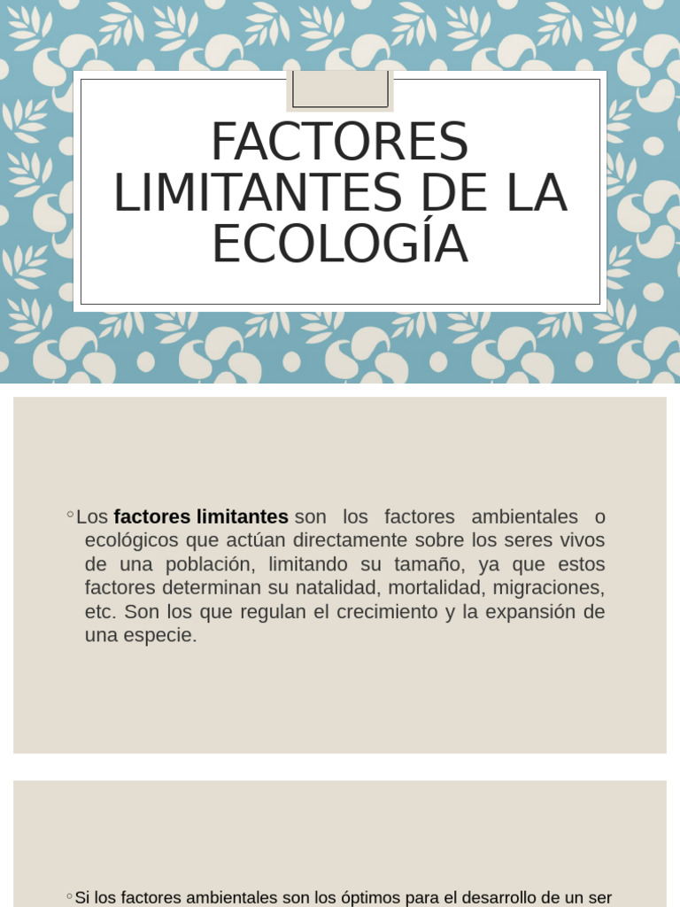 Factores Limitantes de La Ecología | PDF | Entorno natural | Ecología
