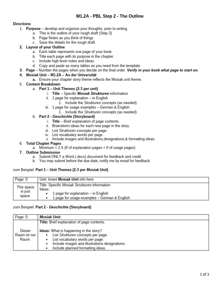 M1.2A - PBL Step 2 - The Outline | PDF | Writing | Written Communication