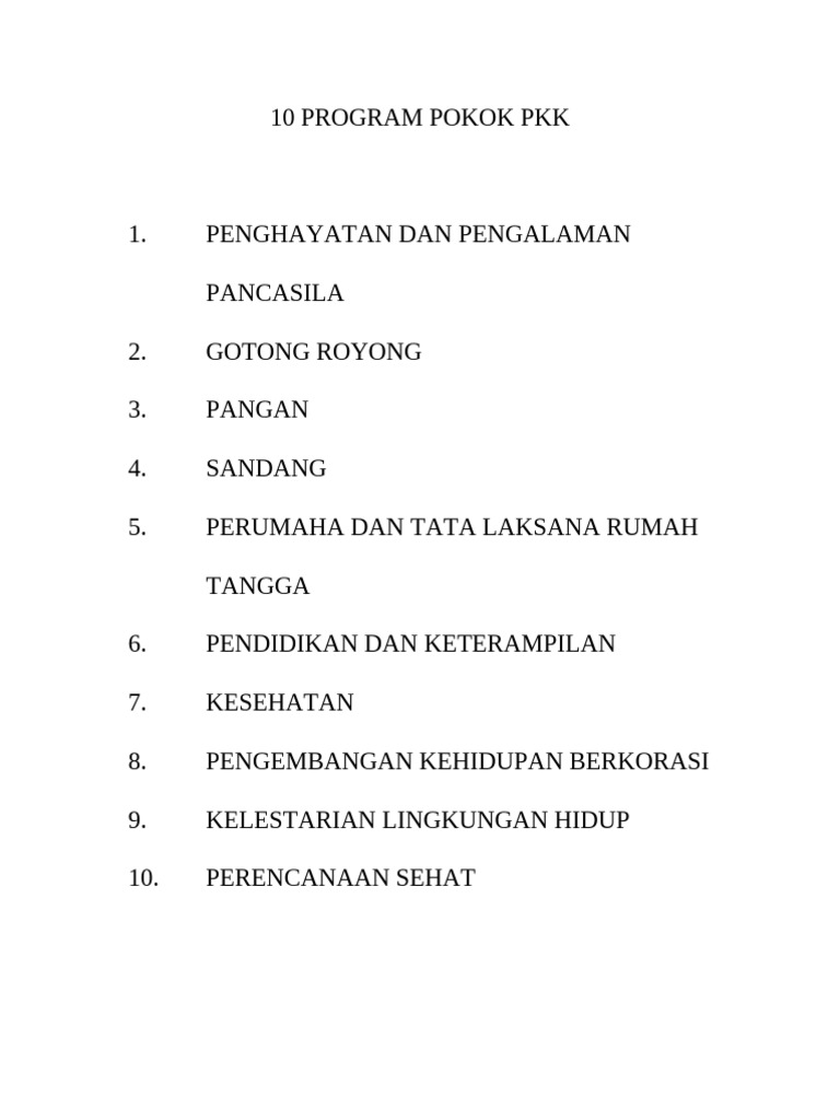 10 Program Pokok PKK | PDF
