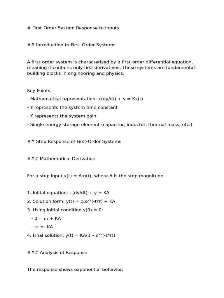First-Order System Response Guide | PDF