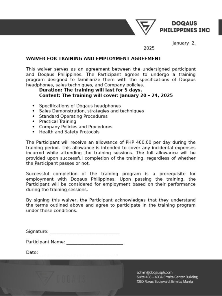 Training Waiver | PDF