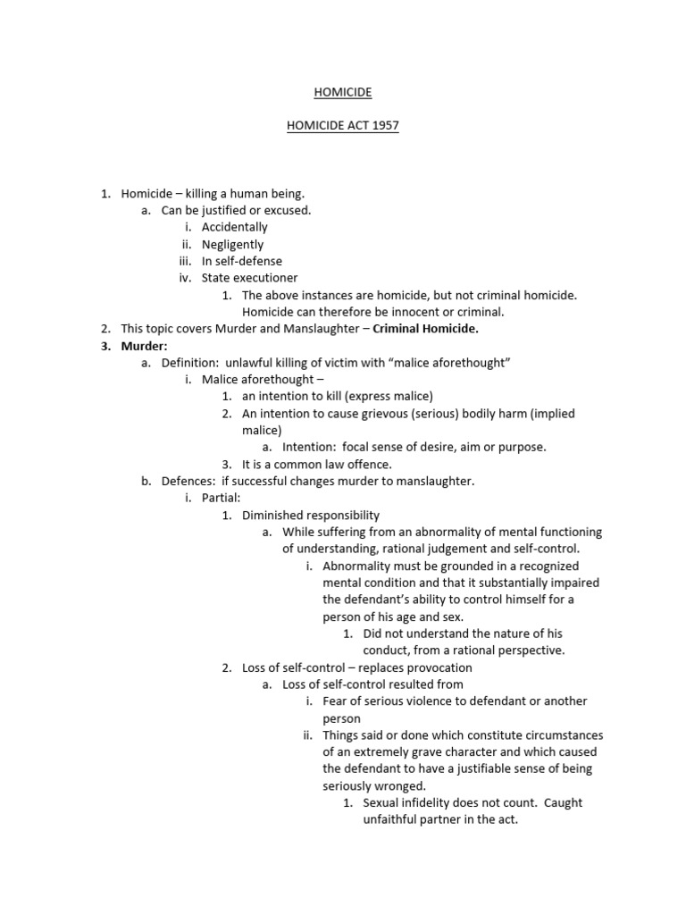 Homicide | PDF | Manslaughter | Murder