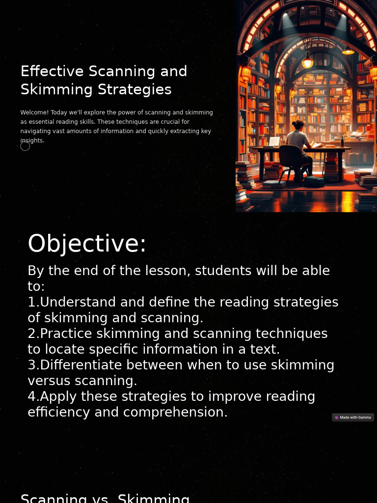 Effective Scanning and Skimming Strategies | PDF | Speed Reading ...