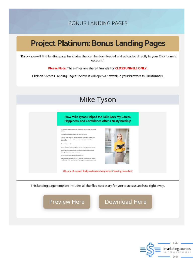 Clickfunnels Platinum Bonus Templates | PDF