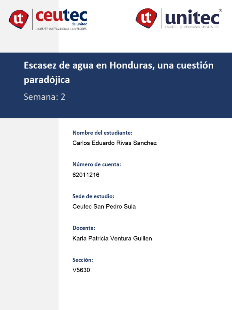 Annotated-S3-Tarea 3.1 Escasez de Agua en Honduras, Una Cuestión Paradójica | PDF | Agua ...