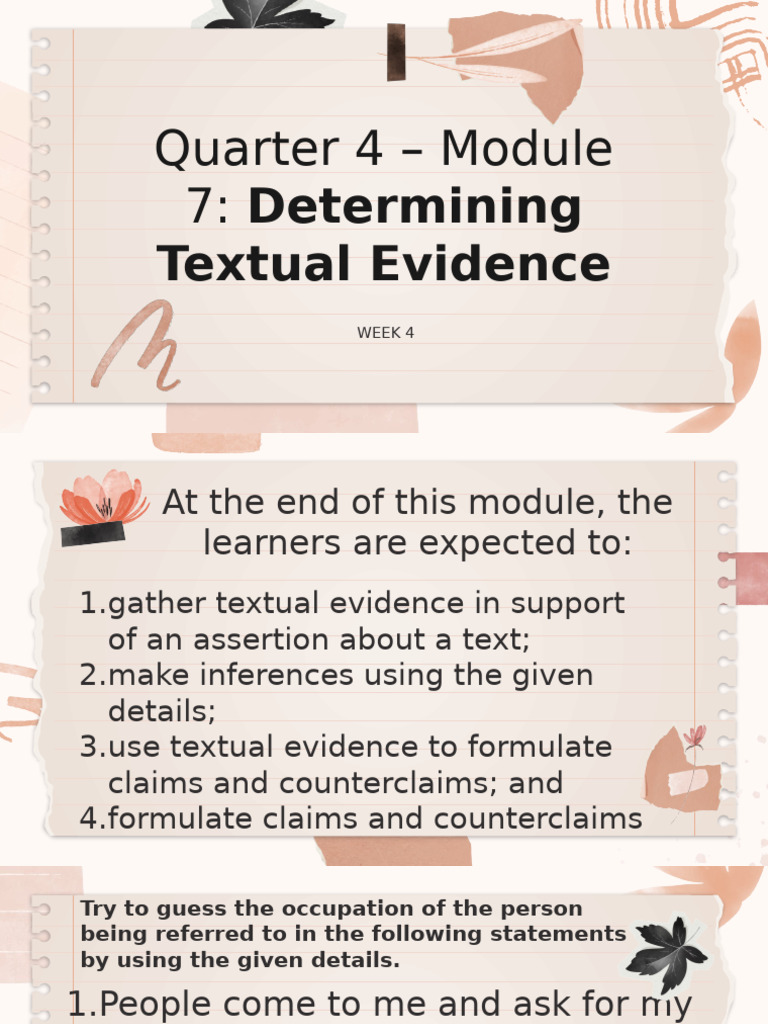 Determining Textual Evidence | PDF