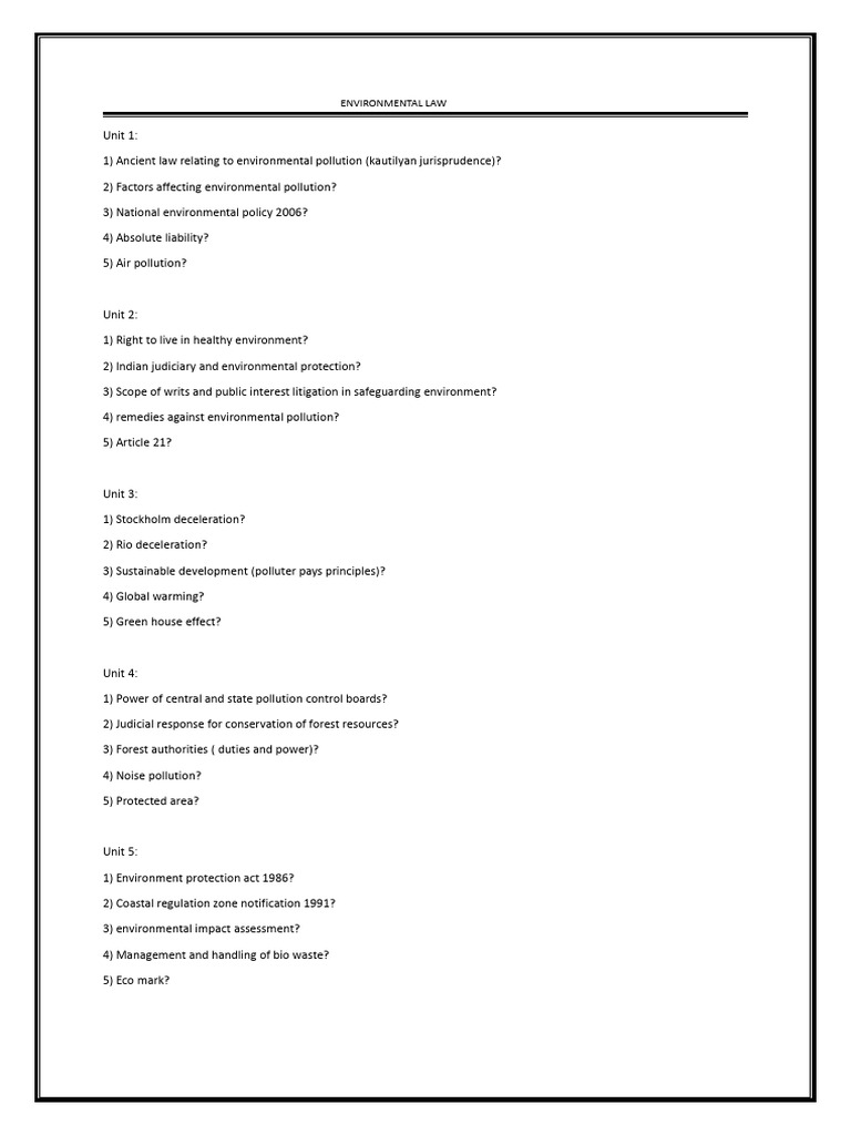 Key Questions in Environmental Law | PDF