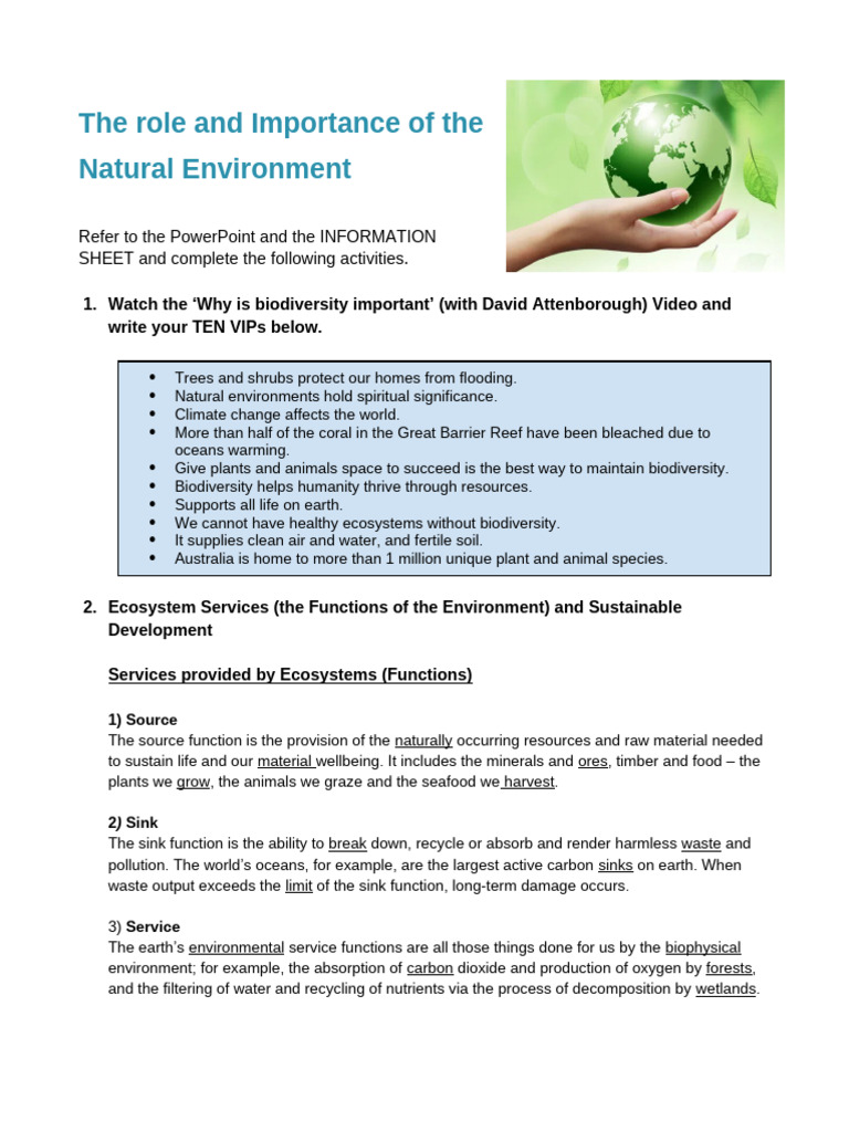 Importance of Natural Environment Services | PDF | Carbon Sink | Soil