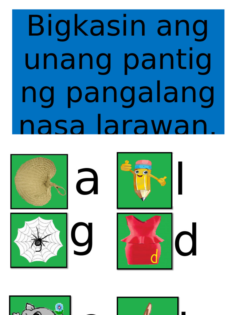 PAGBASA - Unang Pantig ng Larawan | PDF